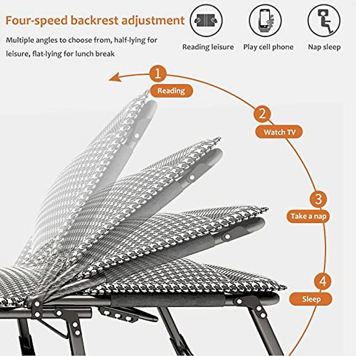 ABaippj Portable Folding Camping Bed Reclining Lounge Beach Garden Patio Recliner Chair Adjustable Bedchair with Pillow for Garden Camping Travel