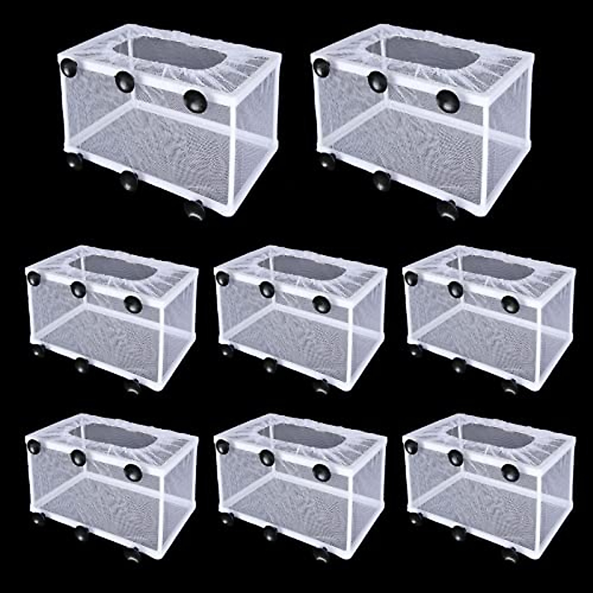 FVIEXE 8PCS Fish Breeder Box for Fish Tank, Net Aquarium Fish Isolation Breeding Box Nylon Mesh Acclimation Hatchery Incubator for Baby Fishes Guppy Fish Fries Shrimp Clownfish Juvenile Betta Platy