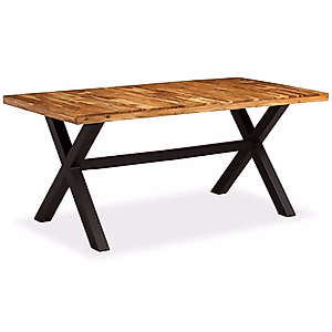 GOLINPEILO Wooden Dining Table, Kitchen Table Solid Acacia and Mango Wood 70.9"x35.4"x29.9" -AA