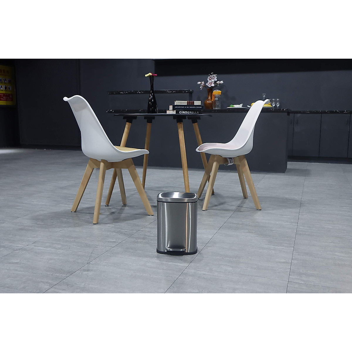 Eviva Totti 1.3 Gallon Stainless Steel Matte Finish Rectangular Trash Can with Soft Closing Lid