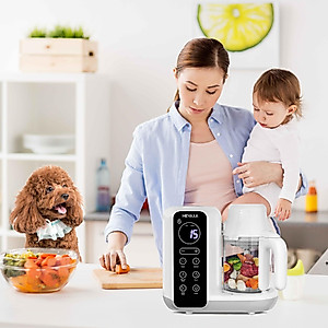 HEYAXA Baby Food Maker, Baby Food Processor with Automatic Cooking & Grinding, Food Steamer Puree Blender with Self-Cleaning Function, BPA Free (White)