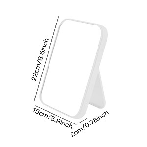 Coobbar Desktop Foldable Makeup Mirror Simple Portable Princess Mirror Square Makeup Mirror for Women (White)