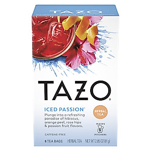 TAZO Tea Bags, Herbal Tea Iced Tea Bags, Iced Passion, Caffeine-Free, Makes 6 Pitchers (Pack of 4)