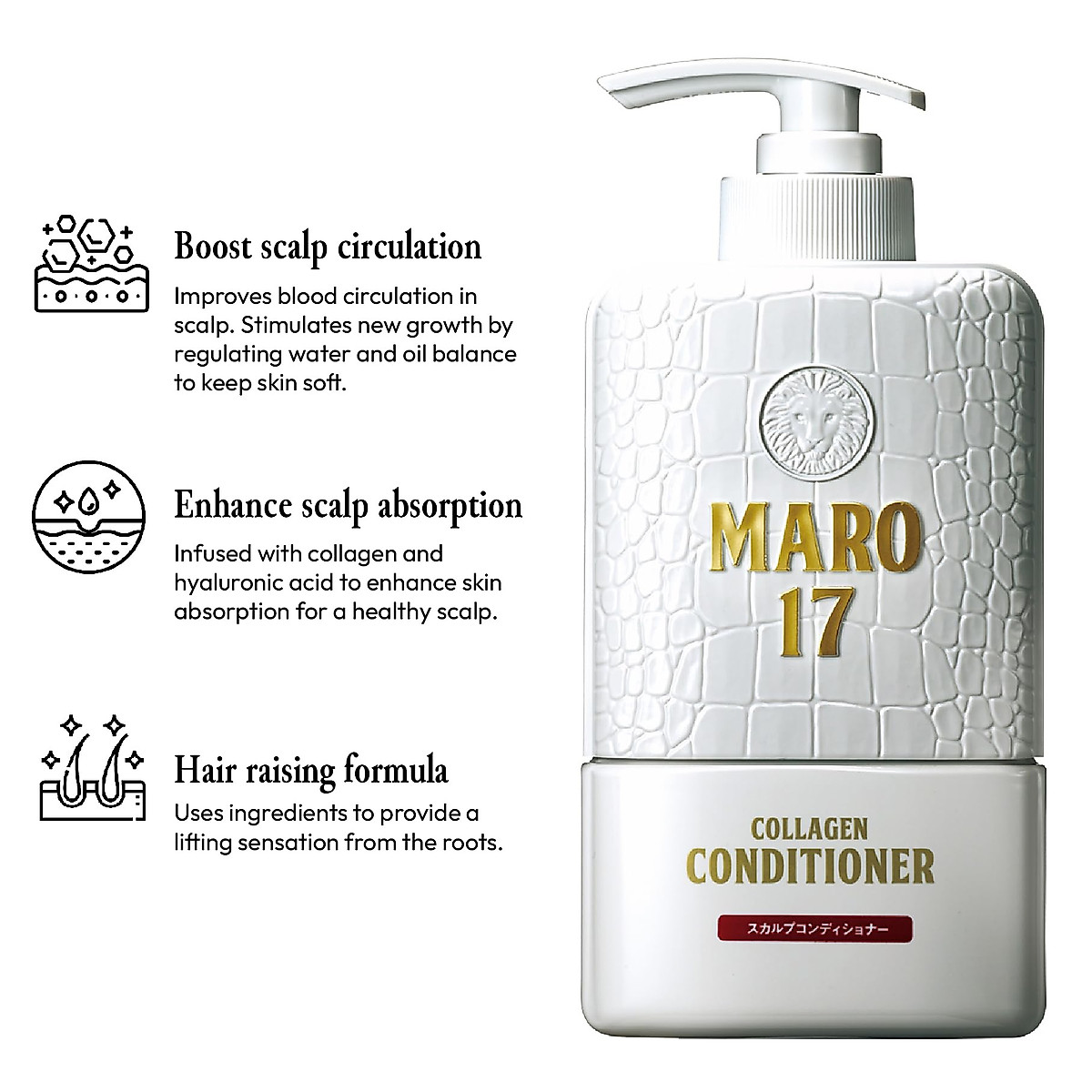 MARO17 Collagen Conditioner - Promotes Hair Growth & Boosts Scalp Circulation - Sulfate Free + DHT Blocker Refreshing Scalp Cleansing Mens Conditioner with Collagen and Hyaluronic Acid for Full Hair