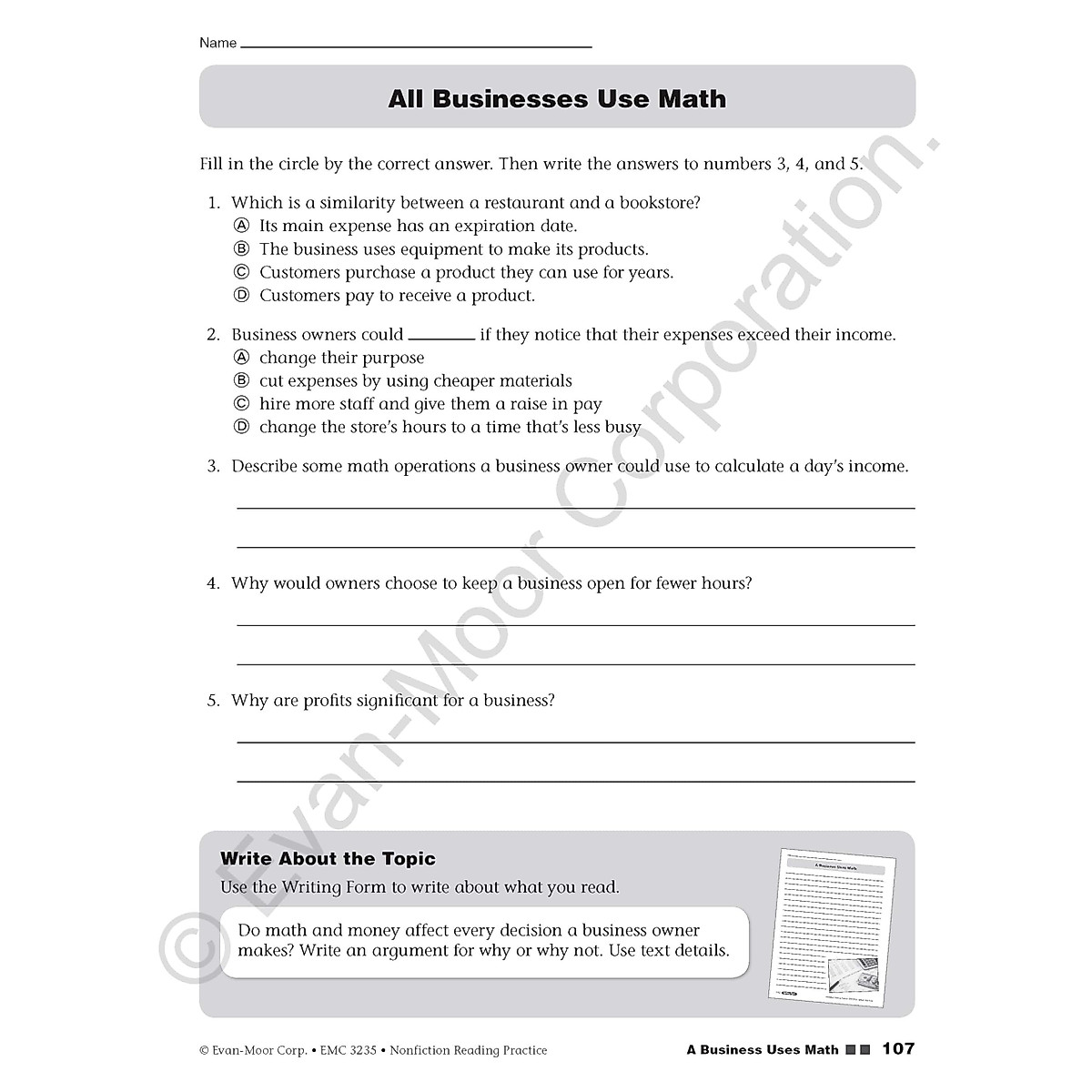 Evan-Moor Non-Fiction Reading Practice, Grade 5