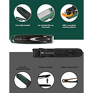 VANWIN Nail Clipper Set 2 Pack, Heavy Duty Toenail Clippers for Thick Toenails and Sturdy Finger Nail Clippers with Catcher, Ultra Sharp Stainless Steel Nail Cutter Nail Clippers for Men Women Adult