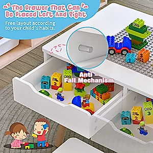 PIAOMTIEE Upgraded Kids Art Table and Chair Set, 2-in-1 Multi Activity Table Set w/Detachable Tabletop for Toddlers Crafts, Drawing, Reading, Playroom, Lego Table with Storage, Gift for Boy & Girl