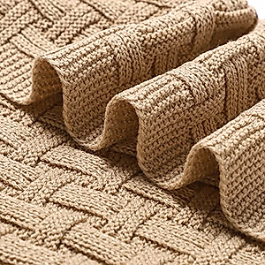 LAWKUL Baby Crochet Blankets Knit Baby Blanket Waffle Weave Cellular Newborn Swaddle Receiving Cable Knit Blanket for Boys and Girls Gender Neutral Camel Blankets Size 40X30 Inches
