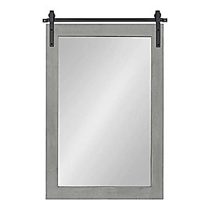 Kate and Laurel Cates Farmhouse Wall Mirror, 24 x 38, Gray, Barn Door-Inspired Rustic Mirrors for Wall