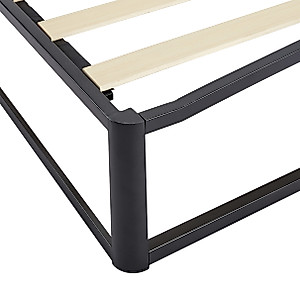 Amazon Basics Metal Platform Bed Frame with Wood Slat Support, 10 Inches High, Twin, Black