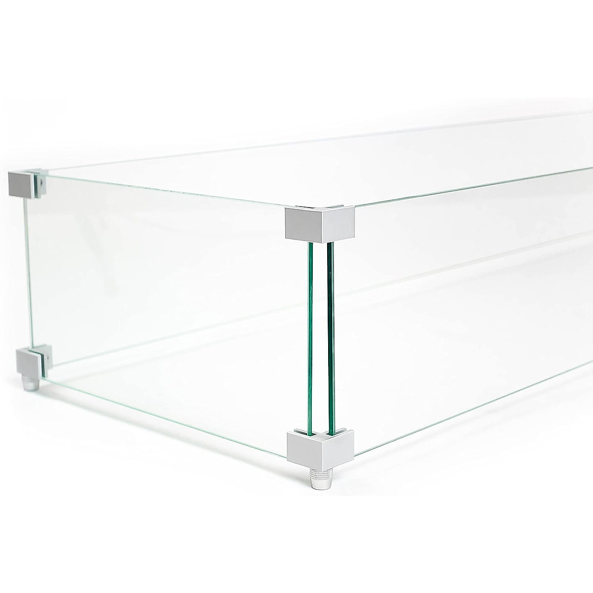 AMS Fireplace | Fire Pit Table Square/Rectangular Tempered Glass Wind Guard-Fire Flame Guard 1/4" Thick Wind Guard - Flame Guard (43" Long x 13" Wide x 7 High)