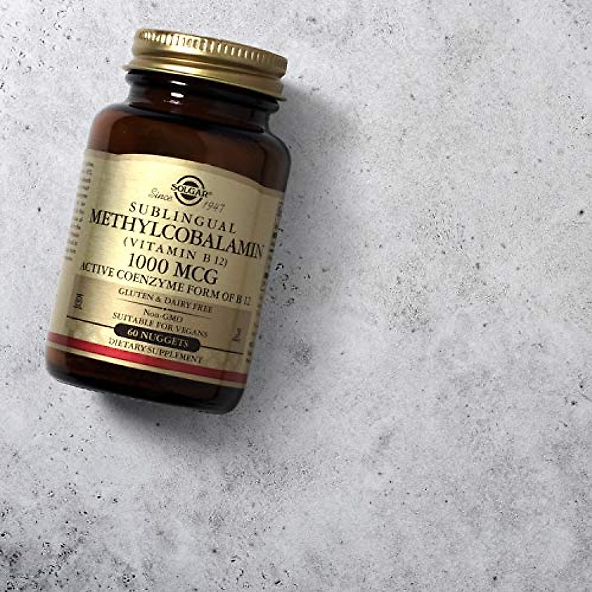 Solgar Methylcobalamin 1000 mcg, 60 Nuggets - Supports Energy Metabolism - Body-Ready, Active Form of Vitamin B12 - Vitamin B - Non GMO, Vegan, Gluten & Dairy Free, Kosher - 60 Servings