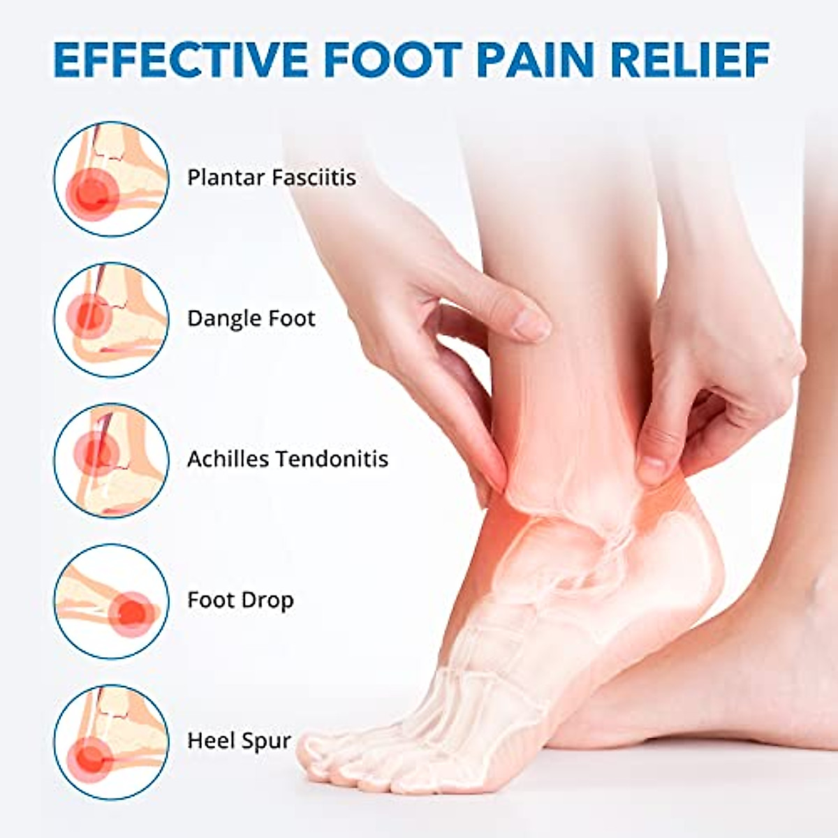 MKay Upgraded Plantar Fasciitis Night Splint Adjustable Plantar Fasciitis Brace with Support Plate | Night Splint for Plantar Fasciitis Women Men Achilles Tendonitis Relief Foot Drop Heel Pain Black