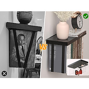 Tohiasen Floating Book Shelves for Wall Mounted Set of 2, Wood Hanging Bookshelf, Book Display Shelf for Wall, Unique Space Saving Book Shelf Wall Book Holder(Black)