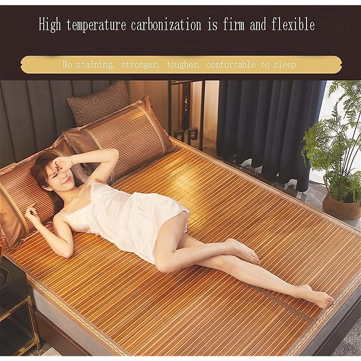 Summer Sleeping Mat Exquisite Summer mats Dormitory Bedroom with Bamboo mats Single mats Double ice Silk Straw mats Various Sizes to Choose from for Home School Dormitory