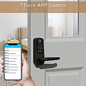 GUDLAIF Smart Door Lock, 5-in-1 Keyless Entry Door Lock with Touchscreen Keypads, Digital Locks for Front Door, Fingerprint, Biometric, Wireless, WiFi, Electric, Fit for Home, Office, Hotel (Black)