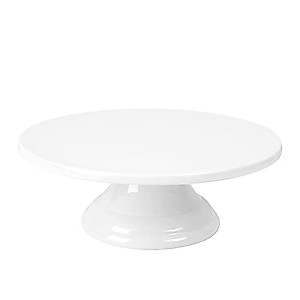 fanquare 10 Inch Porcelain Cake Stand, White Round Cake Plate, Vintage Cake Display Stand