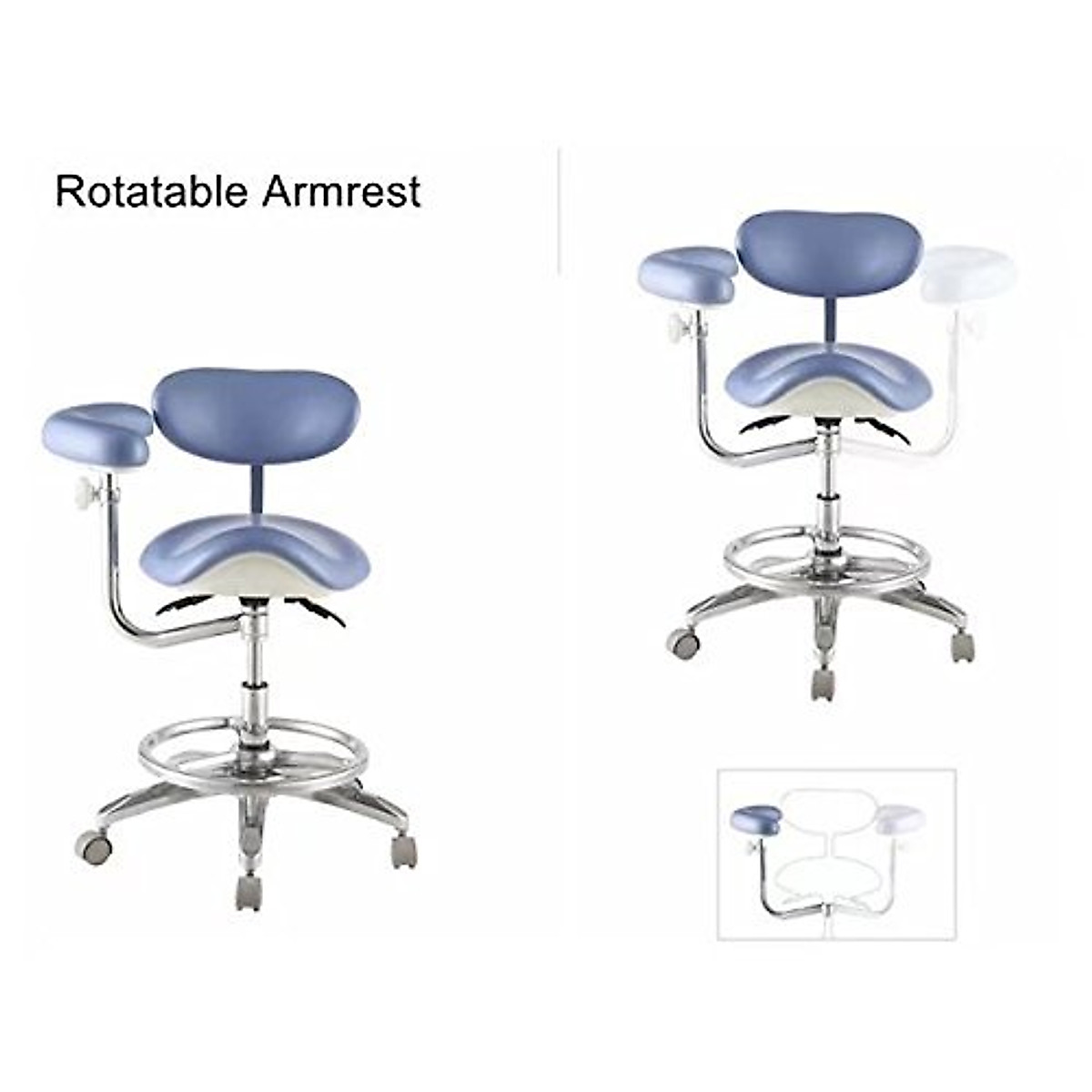 BoNew Deluxe Dental Saddle Chair Medical Stool PU Leather High Density Height Adjustable