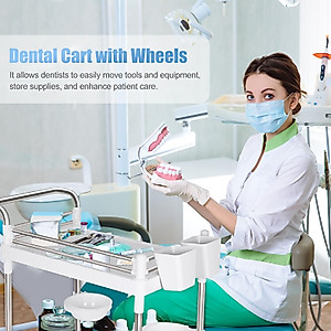 Mobile Utility Cart with Wheels Professional Medical Trolley Cart 220 Lbs Load Plastic and Stainless Steel Esthetician Storage Cart with Basins and Kegs for Beauty Salon Hospital Clinic Home