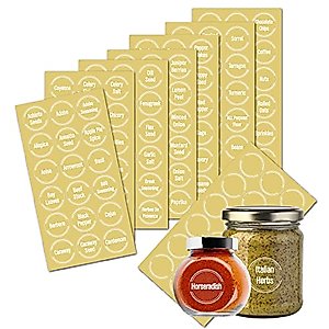 144 Pcs Transparent Spice Labels, Numbers for Jar Organization, Food Labels Waterproof Kitchen Seasoning Names Label, Preprinted White Letters Pantry Stickers (Transparent)