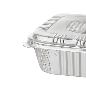 Waytiffer 20pack-8 x 8 Square Baking Cake Pans with Plastic Dome Lids Disposable Aluminum Foil Tins,Heavy Duty cake Pans Roasting Pans,Cooking Tins Homemade Breads Oven Pans