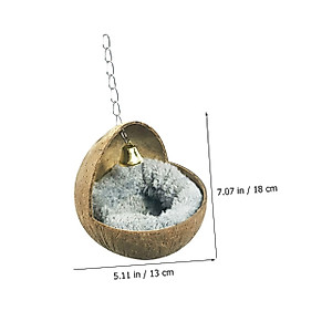 balacoo 3pcs cuttlebone Hanging Hideaway Swing Bird Playground Parrots hut habitats Parakeet Hamster Winter pet Wooden Bird House Lifelike Bird Bed Coconut Shell Bed House The Bird's nest