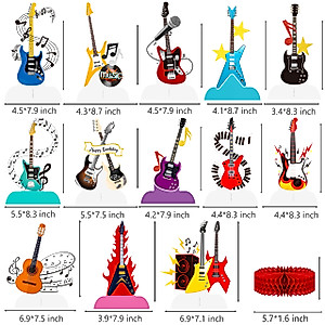Music Guitar Honeycomb Centerpieces 13Pcs Guitar Birthday Party Table Centerpieces Rock Guitar Table Decorations Music Birthday Party Decoration for Music Instrument Baby Shower Supplies