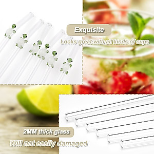 Wirhlly 6PCS Reusable Glass Straw Design Glass Straw,Colorful Straws Cocktails Bar Accessories Cleaning Brush Bent Drinking Straws for Hot and Cold Drinks (Tortoise)