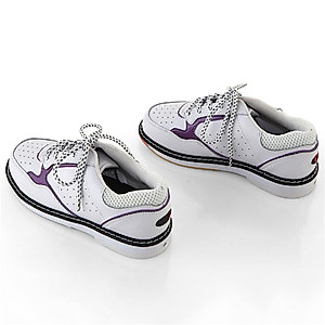 ZHENSI Women's Bowling Shoes Lightweight Breathable Leather Anti-Slip Buffer,White,6.5