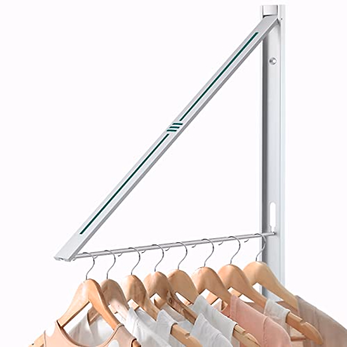 DarMeyFull Clothes Drying Rack Retractable Wall Mounted Clothes Rack Folding Drying Rack Clothing Hanging Rack Clothes Hanger Rack for Laundry Room Closet Storage Organization Aluminum Silver 1 PC