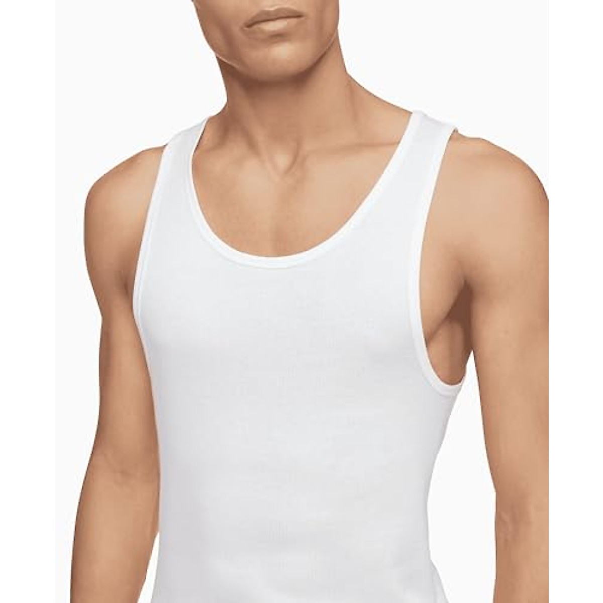 Calvin Klein mens 100% Cotton T-Shirt 3 Pack WHITE - Tank Top Medium