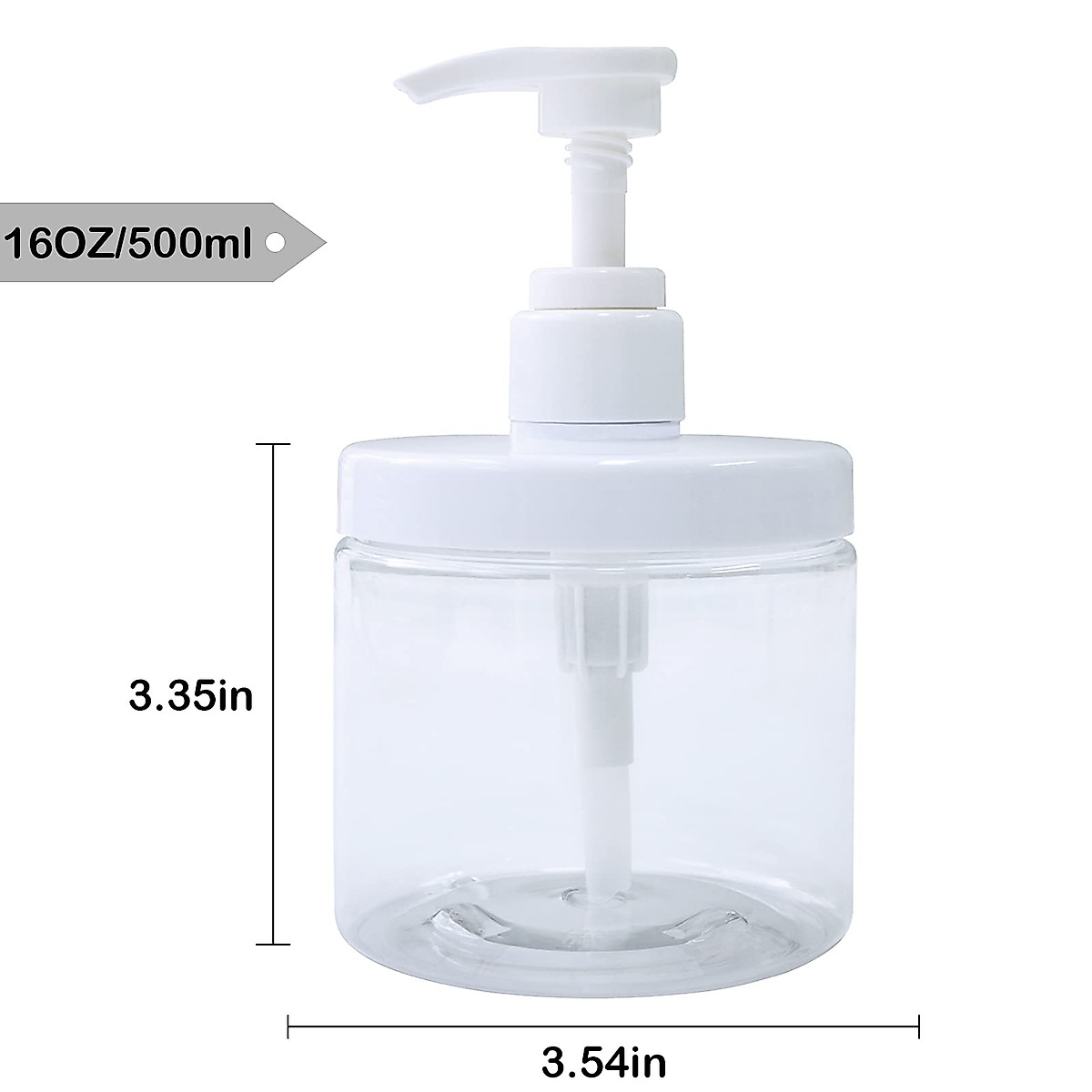 Cosywell Pump Bottle Dispenser Plastic Refillable Bottles Wide Mouth Jar Style Empty Bathroom Shower Containers for Lotion Shampoo Conditioner (Clear, 2X 500ml)