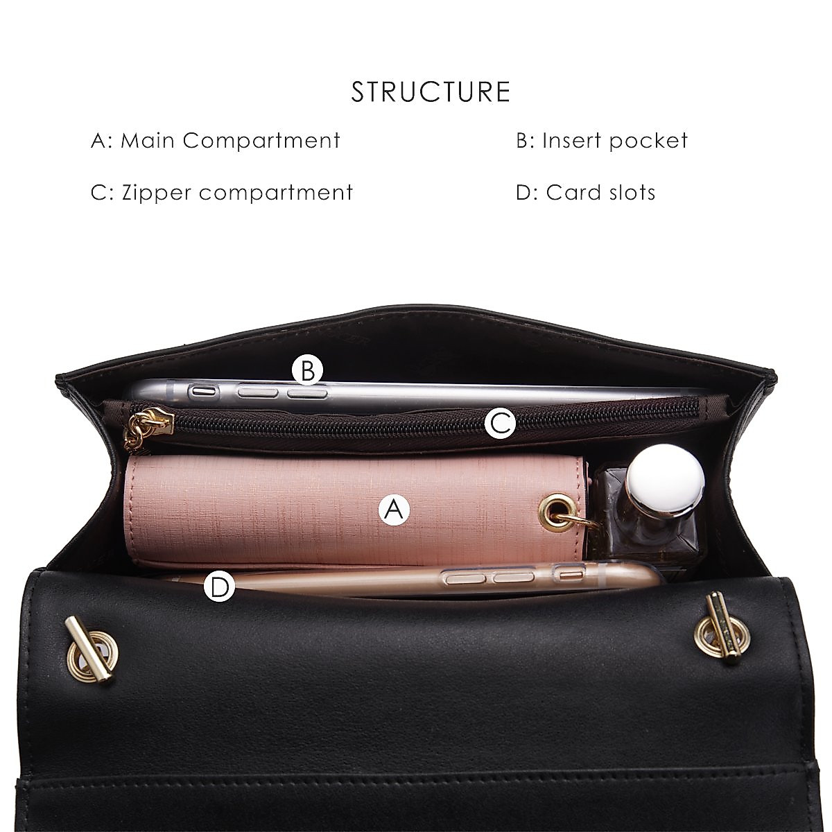 FOXER Women Leather Crossbody Bag Small Crossbody Purse Shoulder Bag Valentine's Day Gift Black, One Size