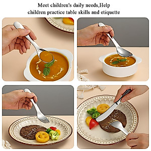 Evanda Toddler Utensils, 4 Pieces Stainless Steel Toddler silverware set, Kids Utensils Forks and Spoons, Mirror Polished Smooth Round Tableware and Dishwasher Safe