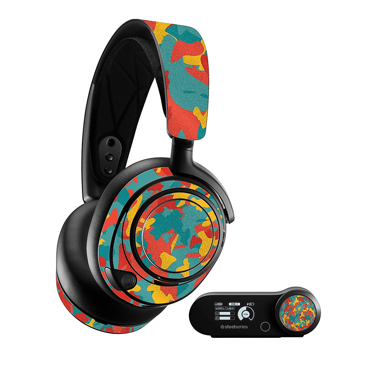 MightySkins Glossy Glitter Skin Compatible with SteelSeries Arctis Nova Pro - Wild Camouflage | Protective, Durable High-Gloss Glitter Finish | Easy to Apply and Change Styles | Made in The USA