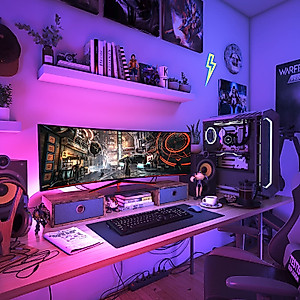 WESTREE Dual Monitor Stand Riser with Two Drawers, Extra Large Storage Monitor Stand for 2 Monitors, Computer Monitor Stand with Solt, Desktop Oraganizer Stand for Computer,Laptop,Screen,Printer,TV