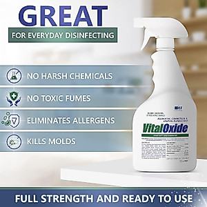 Vital Oxide Disinfectant, Deodorizer, Cleaner, Food-Contact Sanitizer, Virucide – (EPA registration #82972-1) – Kills Mold & Mildew, Eliminates Odors – 1 Gallon, 32 oz, & 3 oz