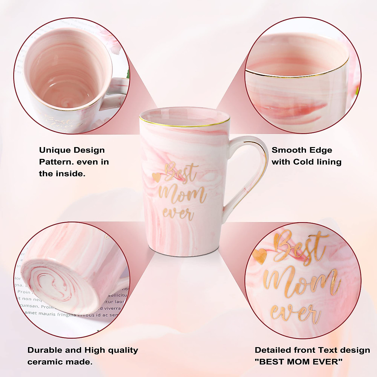 ywduoying Gifts For Mom From Daughter Birthday Gifts for Women Best Mom Ever Necklace Gifts for Mama Present Mother Tote Bag Coffe Mugs Set