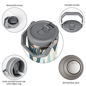 Fox And Heart 30oz Stainless Steel Insulated Tumbler with Straw & Foldable Handle - Leakproof, Double-Wall Vacuum Travel Thermos for Hot/Cold Drinks, Non-Slip Base, Fit Cup Holders