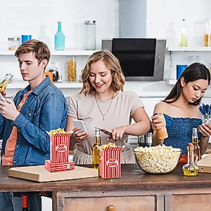 200 Pcs Paper Popcorn Boxes 1 oz Close Top Oil Proof Disposable Popcorn Container 6 x 4 x 2 Inch Red and White Stripes Leak Proof Popcorn Boxes for Party Movie Party Theater Night Carnival Birthday