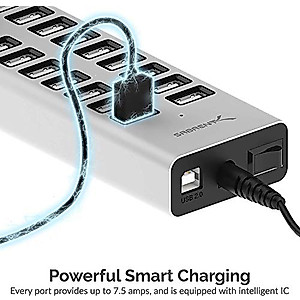SABRENT 90W 20 Port USB 2.0 Fast Charger, 12V Power Supply Included (AX-P20C)