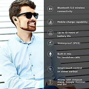 Motorola Moto Buds Charge - True Wireless Bluetooth in-Ear Headphones - Charging Case, IPX5 Waterproof Cordless Earbuds, Mobile Charge Capability, Up to 10 Hours Battery Life, Built-in Mic - Black