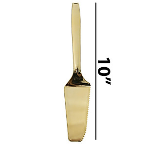 Regal Disposable or Reusable Plastic Cake Server Heavy Duty Polished Cutter Pie Slicer Set of 3pc (Gold)
