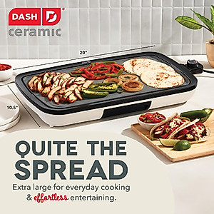 DASH Everyday Ceramic Electric Griddle for Pancakes, Burgers, Quesadillas, Eggs & other on the go Breakfast, Lunch & Snacks with Drip Tray + Included Recipe Book, 20in, 1500-Watt - Cream