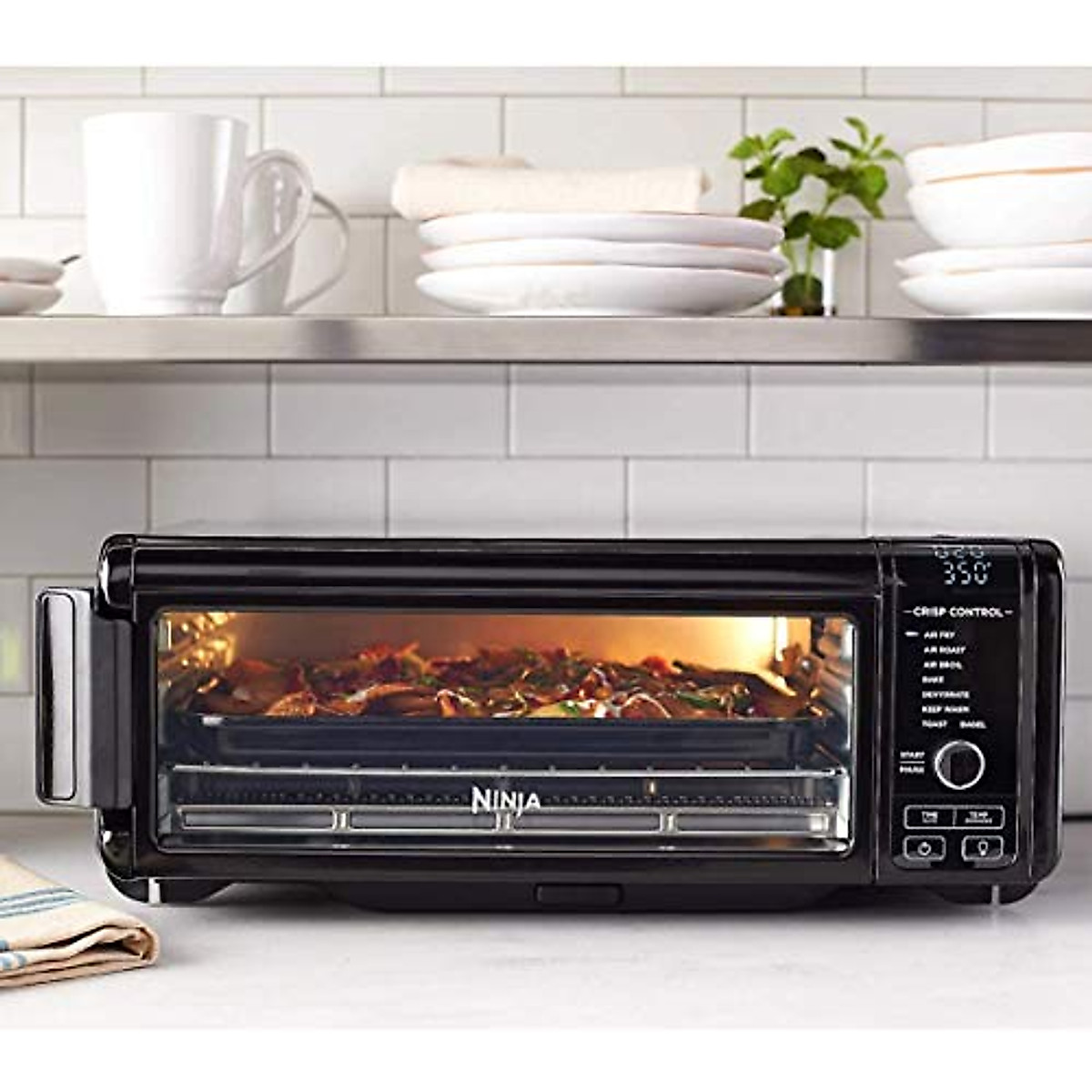 Ninja SP101 Foodi 8-in-1 Air Fry Large Toaster Oven Flip-Away for Storage Dehydrate Keep Warm 1800w XL Capacity (Renewed) BLACK