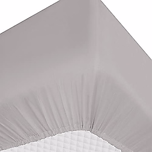 IR Imperial Rooms Twin Fitted Sheet - 16 Inch Deep Pocket Fitted Bed Sheets Twin Size Premium 1800 Soft Microfiber Shrink and Fade Resistant All Around Elastic Fitted Bottom Sheets Only (Grey)