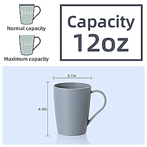 Hawnn Coffee Mugs Set of 6, Plastic Coffee Cups Set, 12 Ounce Unbreakable Coffee Mug Plastic with Handle, 3 Basic Colors, Reusable Plastic Mug Dishwasher Safe