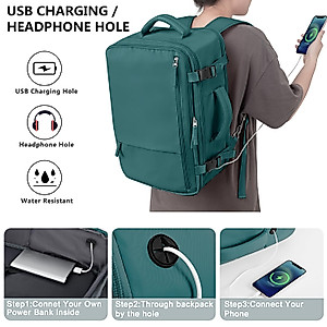 Snoffic Travel Backpack Men Women, Carry-ons Backpack Personal Item Size, Waterproof College Backpack, Business Work Hiking Casual Daypack Bag, Fits 17.3" Laptop, Peacock Blue