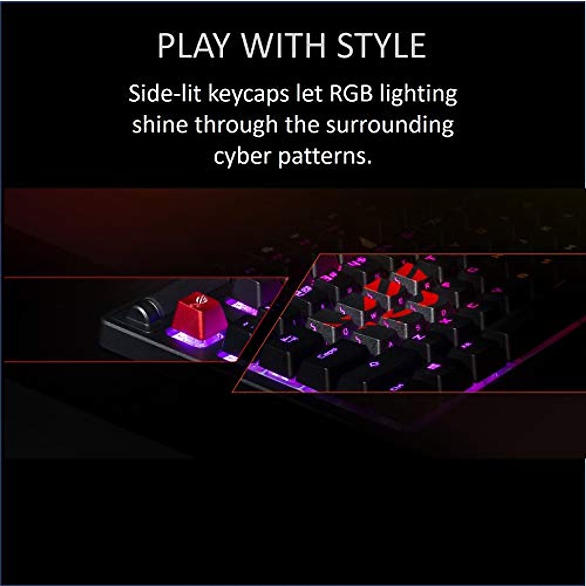 ASUS ROG Gaming Keycap Set - Textured Side-Lit Design for FPS & MOBA Gaming | Accurate Keypress with Strong Grip | Compatible with Cherry MX Switches | Includes Keycap-Puller Tool for Easy Installatio