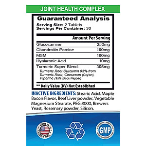 pet Joint Supplements - Joint Health Complex with Turmeric for Dogs - with MSM and Turmeric - Hip Support - Dog Turmeric glucosamine - 1 Bottle (60 Tablets)